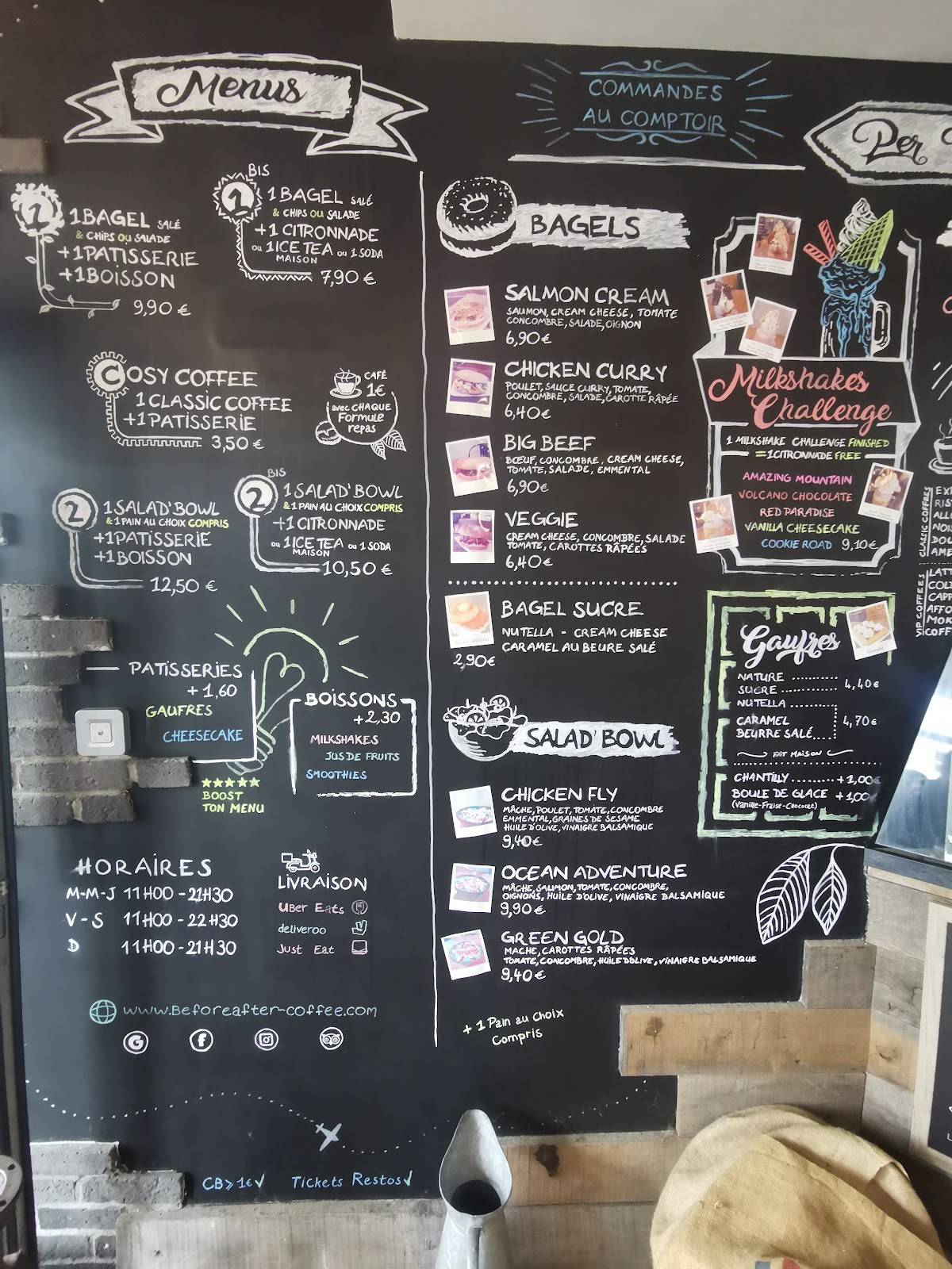 Menu au Before After Coffee restaurant, Palaiseau