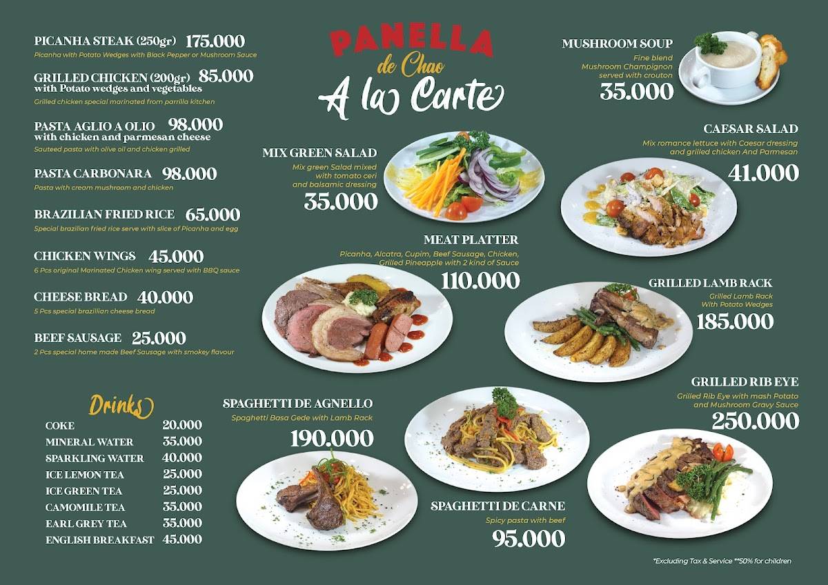 Carta del restaurante Panella del Chao BSD AEON Mall, Indonesia
