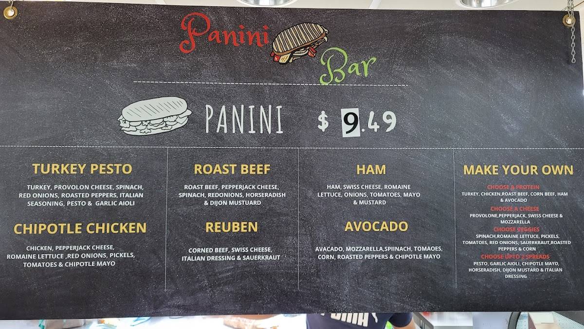 Menu at Panini Bar, Lake Barrington