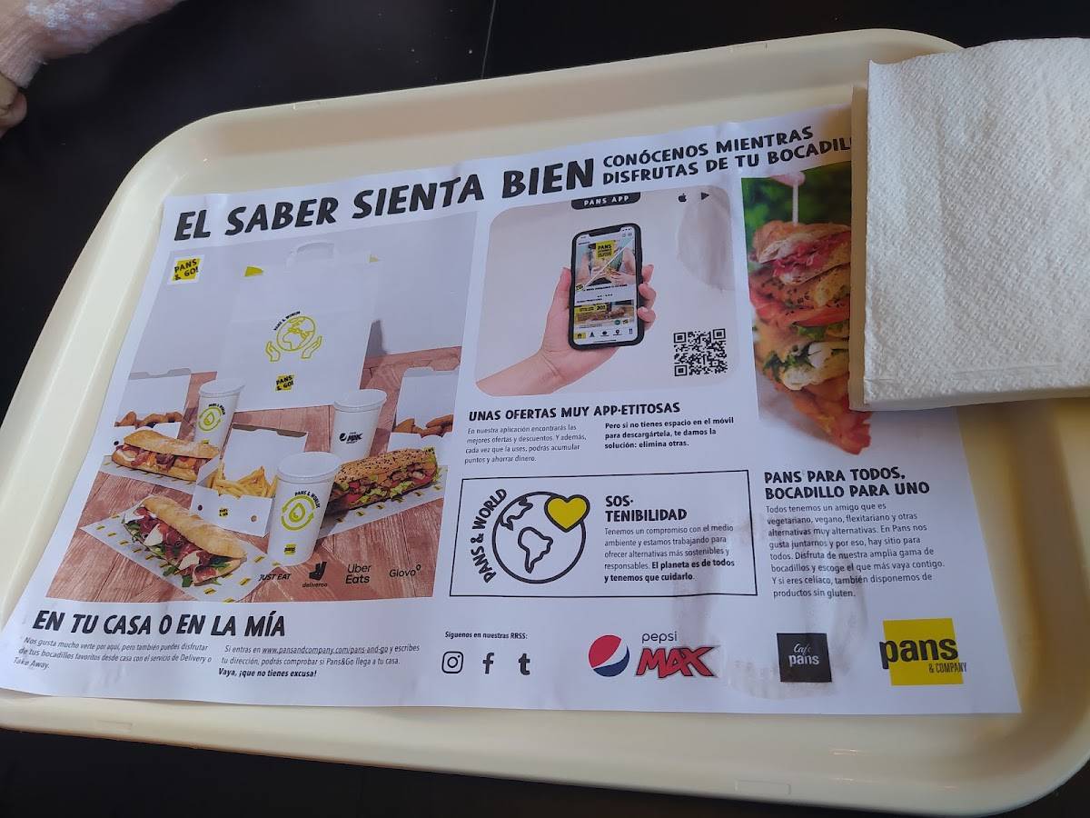 Carta del restaurante Pans & Company, Badajoz, Comercial El Faro