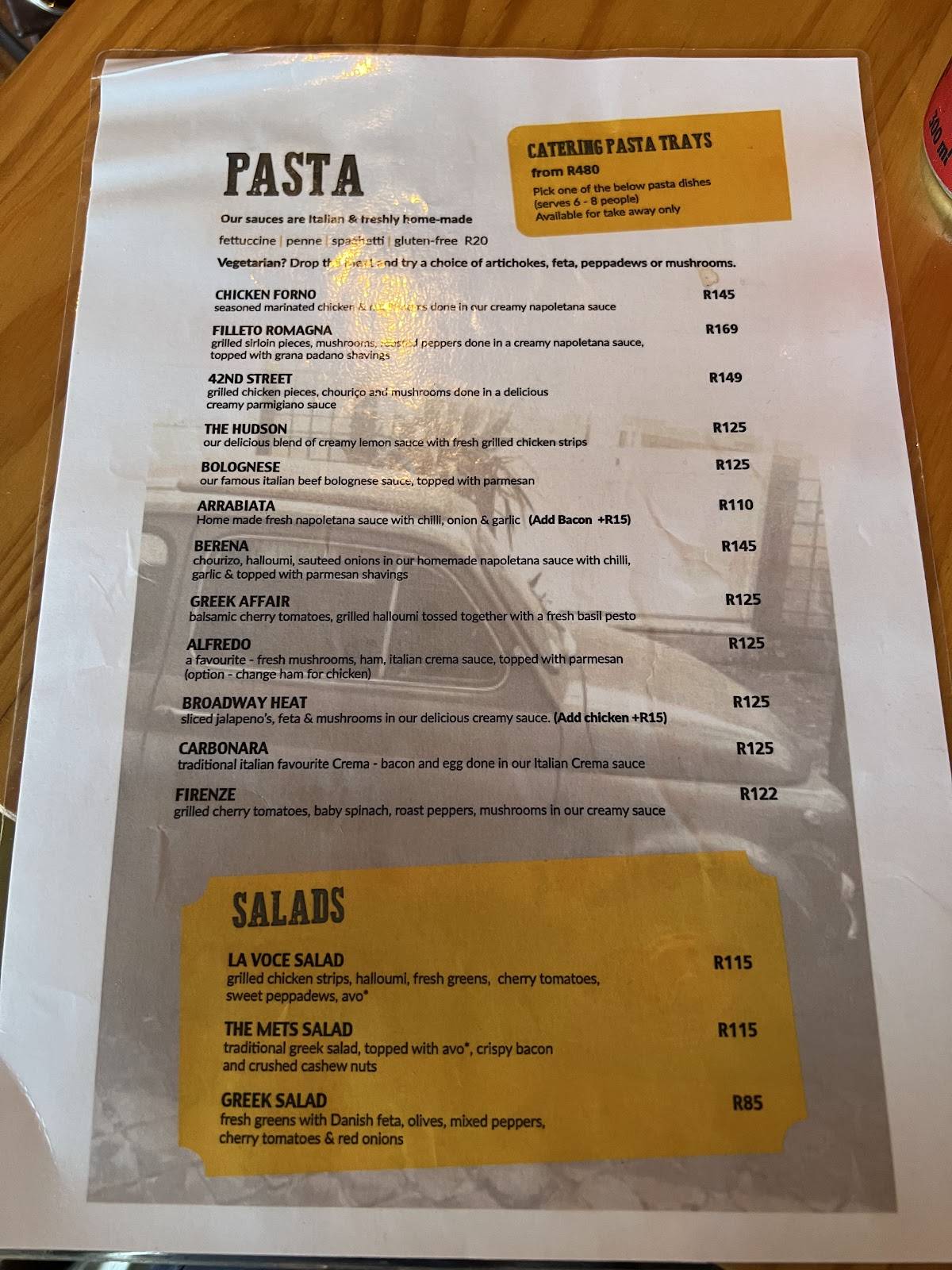 Menu bij Pantelis Italian Kitchen Blouberg restaurant, Kaapstad