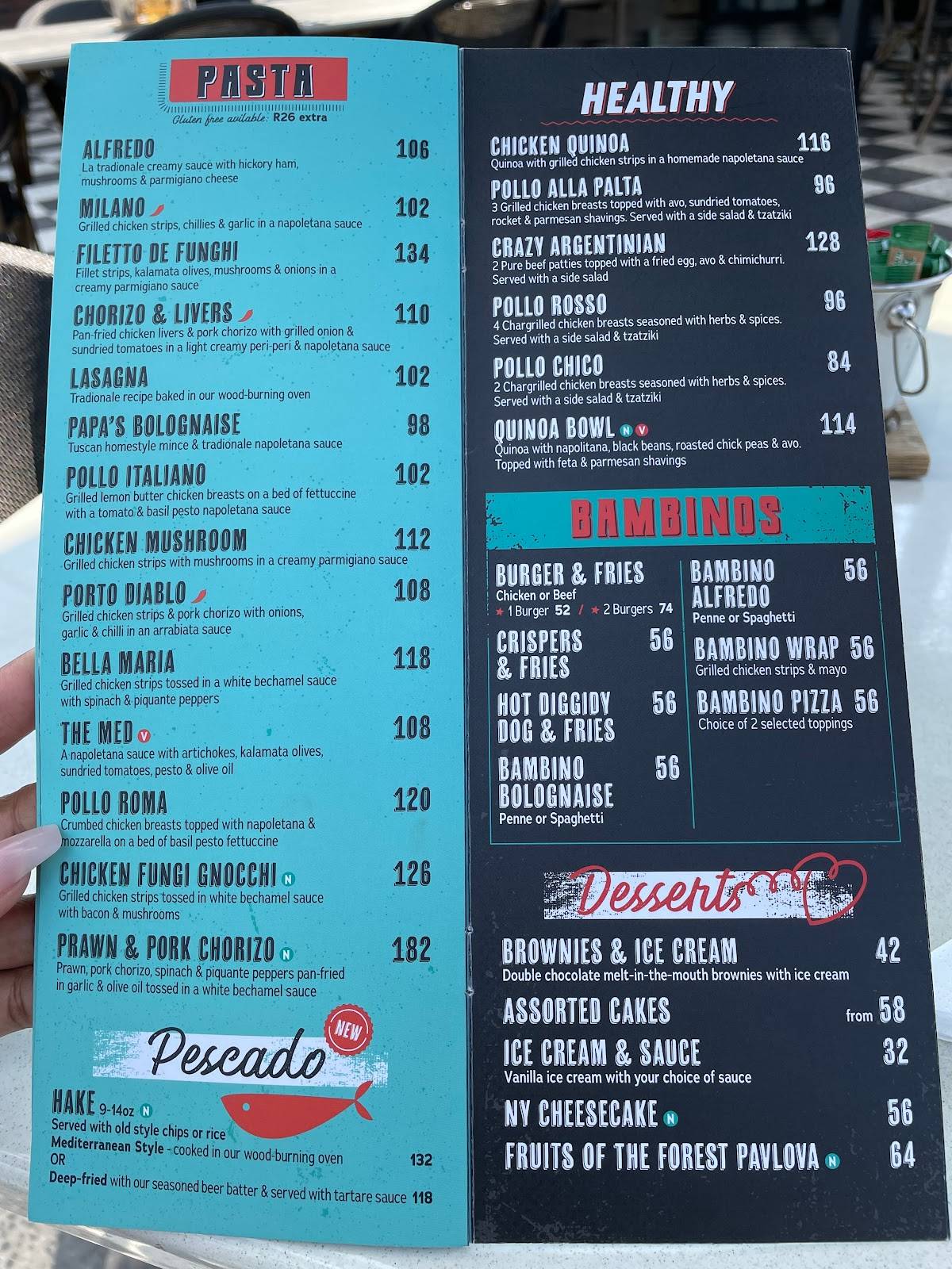 Menu at Papa Pronto - Witkoppen restaurant, Randburg, 285 Church Street ...