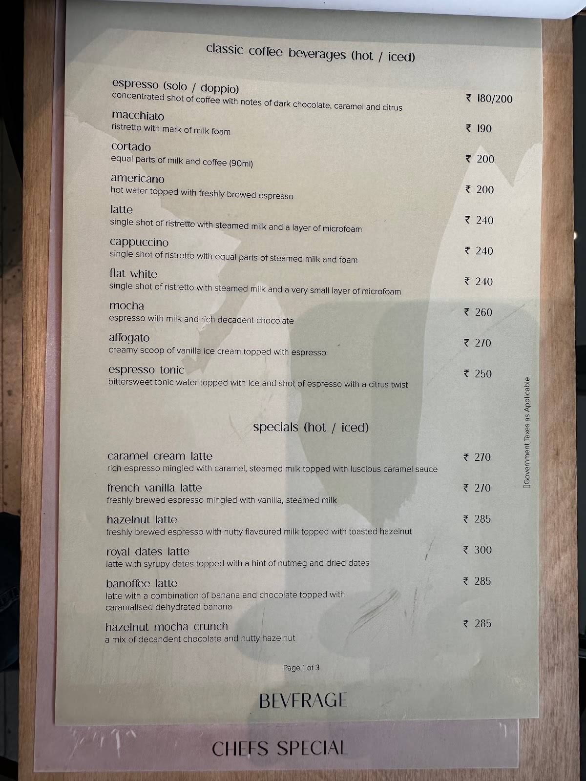 Menu at Paper & Pie, Bengaluru, 66/2
