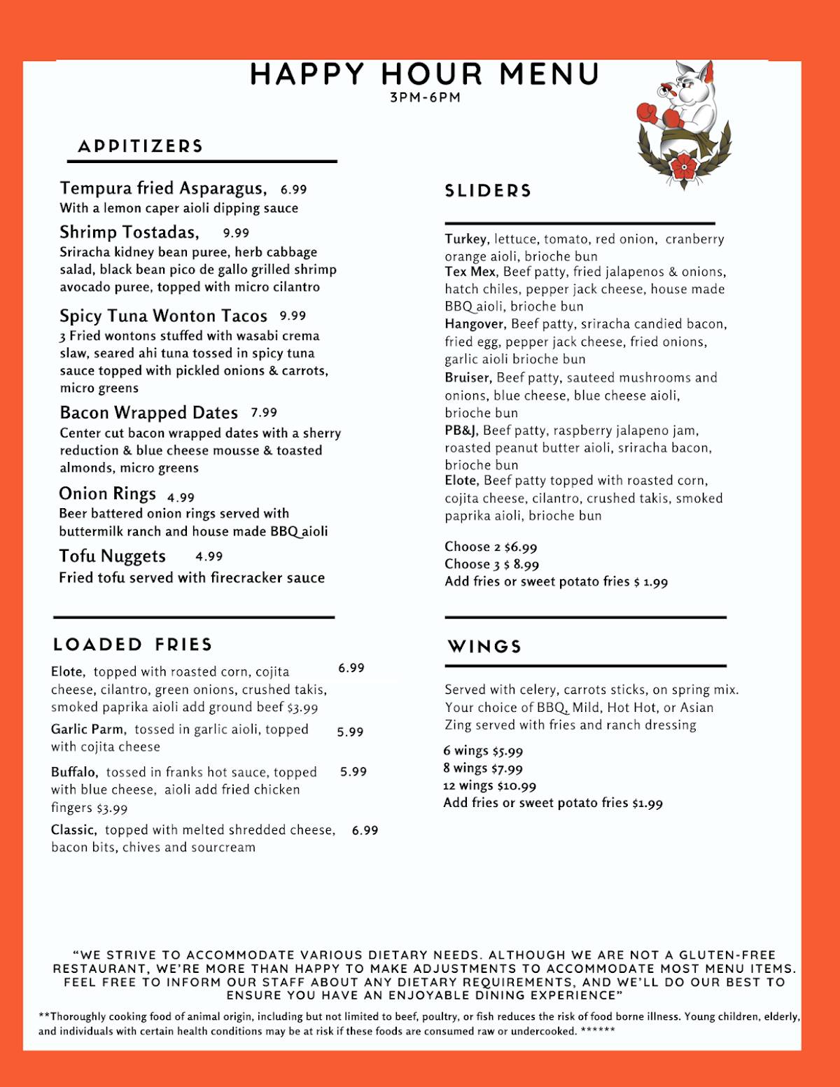 Menu at Paradise Pub, Las Vegas, 955 Grier Dr
