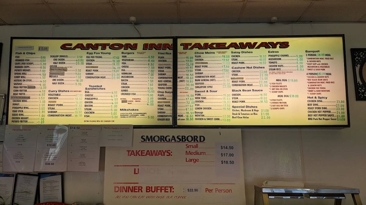 Menu at Canton Inn Takeaways & Restaurant, Paraparaumu