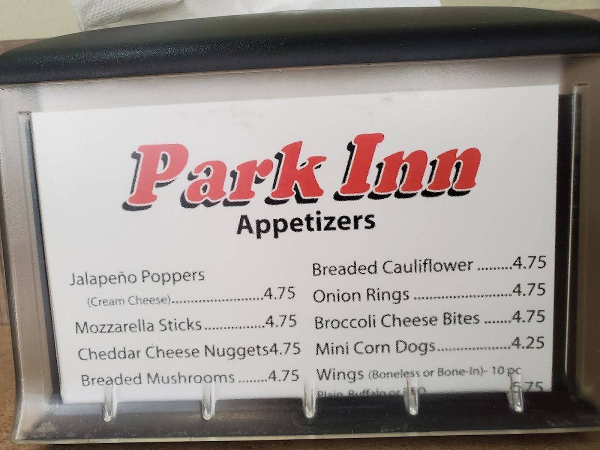 Menu at Park Inn restaurant, Racine