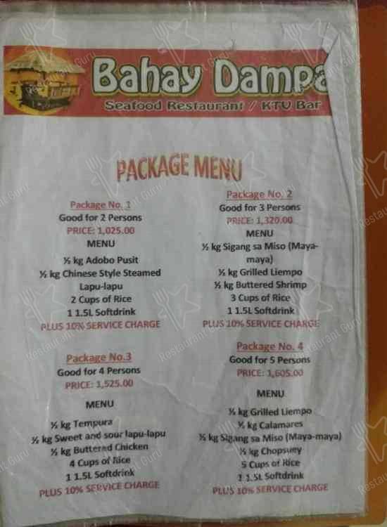 Menu at Bahay Da pa Seaside Restaurant and KTV Bar, Pasay, GXWP+FP5