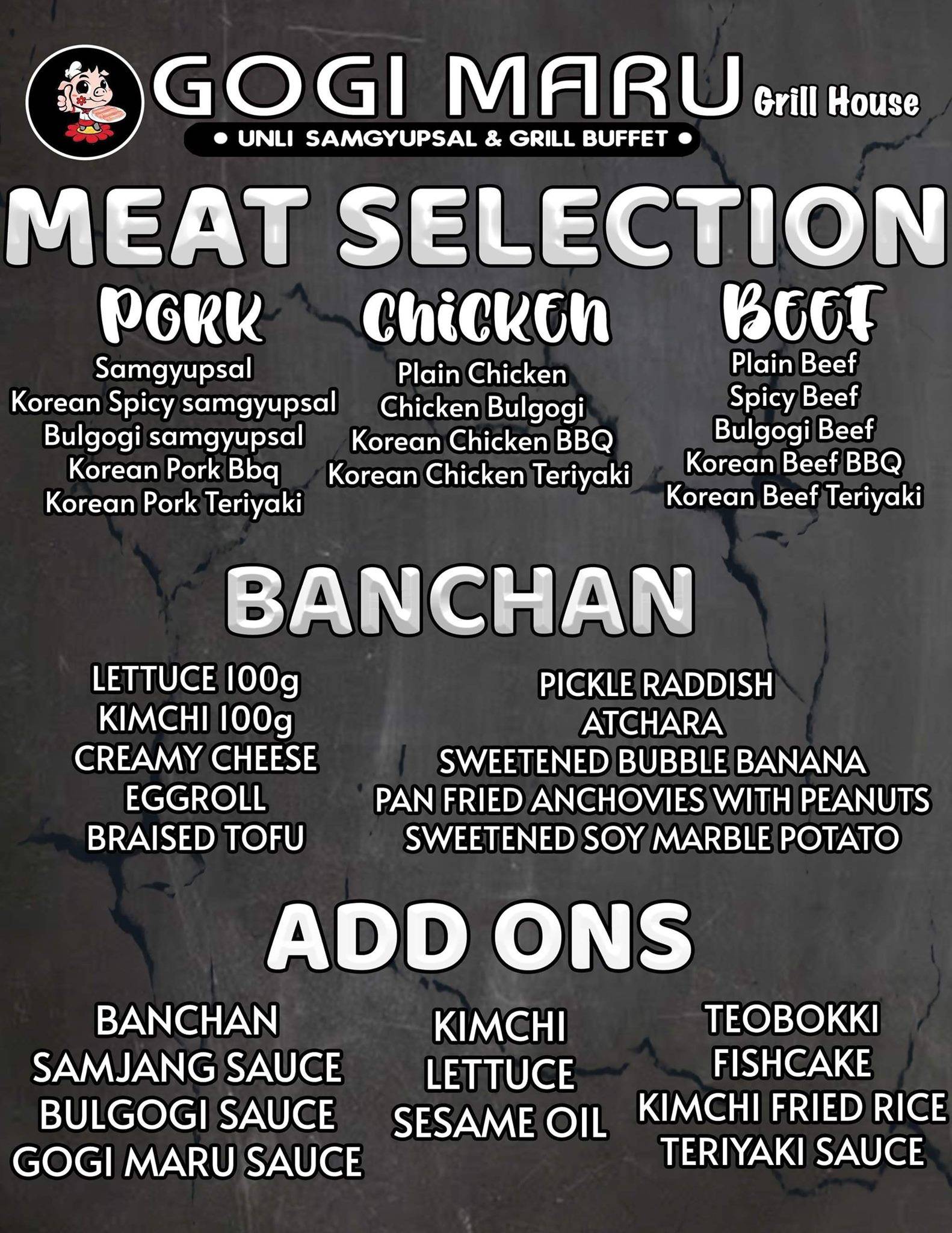 Menu at GOGI MARU Grill House restaurant, Pasig