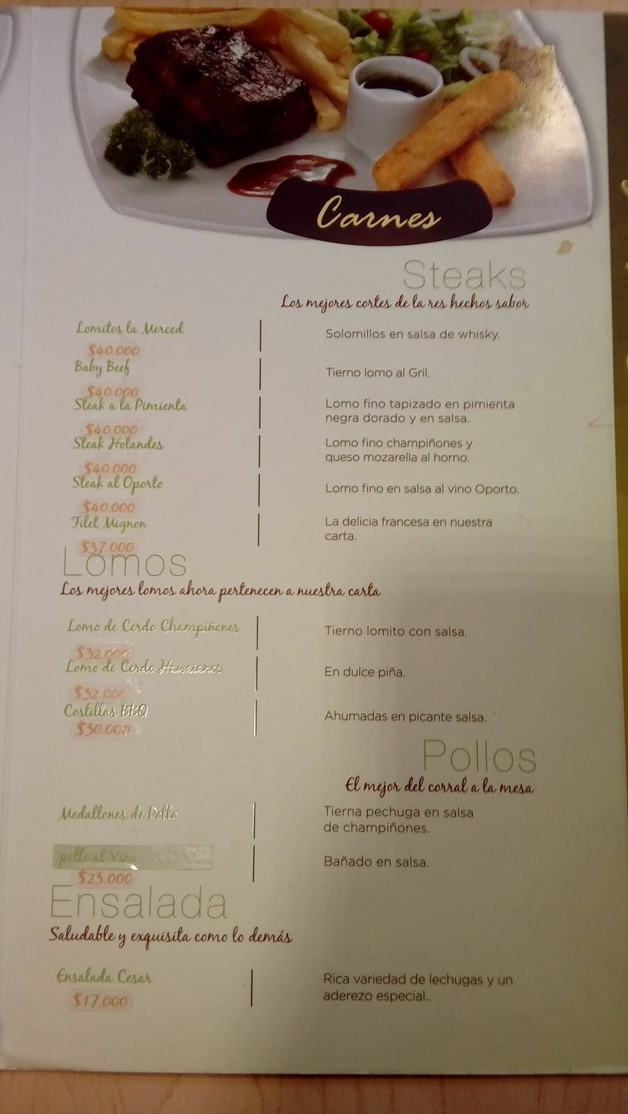Carta de Restaurante La Merced, Pasto, Cra. 22 #No. 17-37