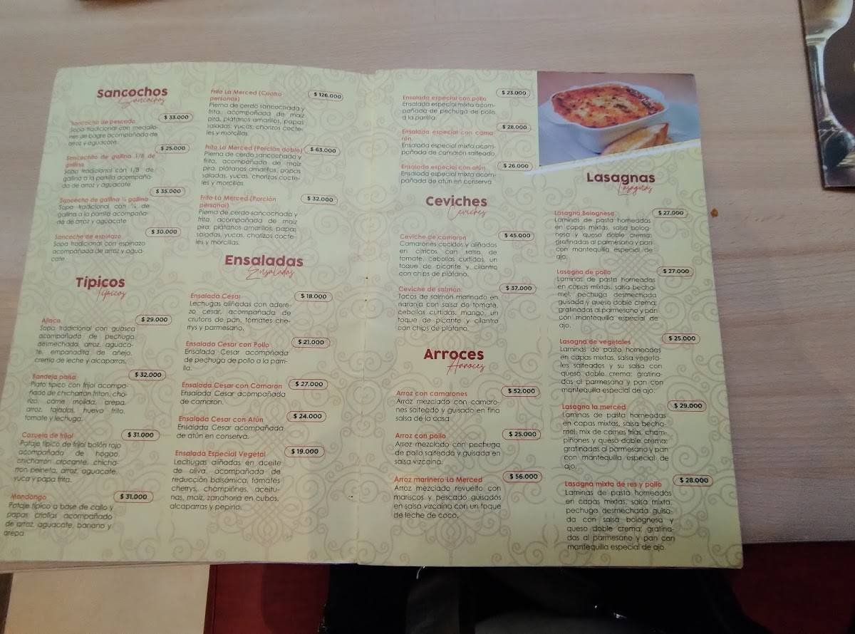 Carta de Restaurante La Merced, Pasto, Cra. 22 #No. 17-37