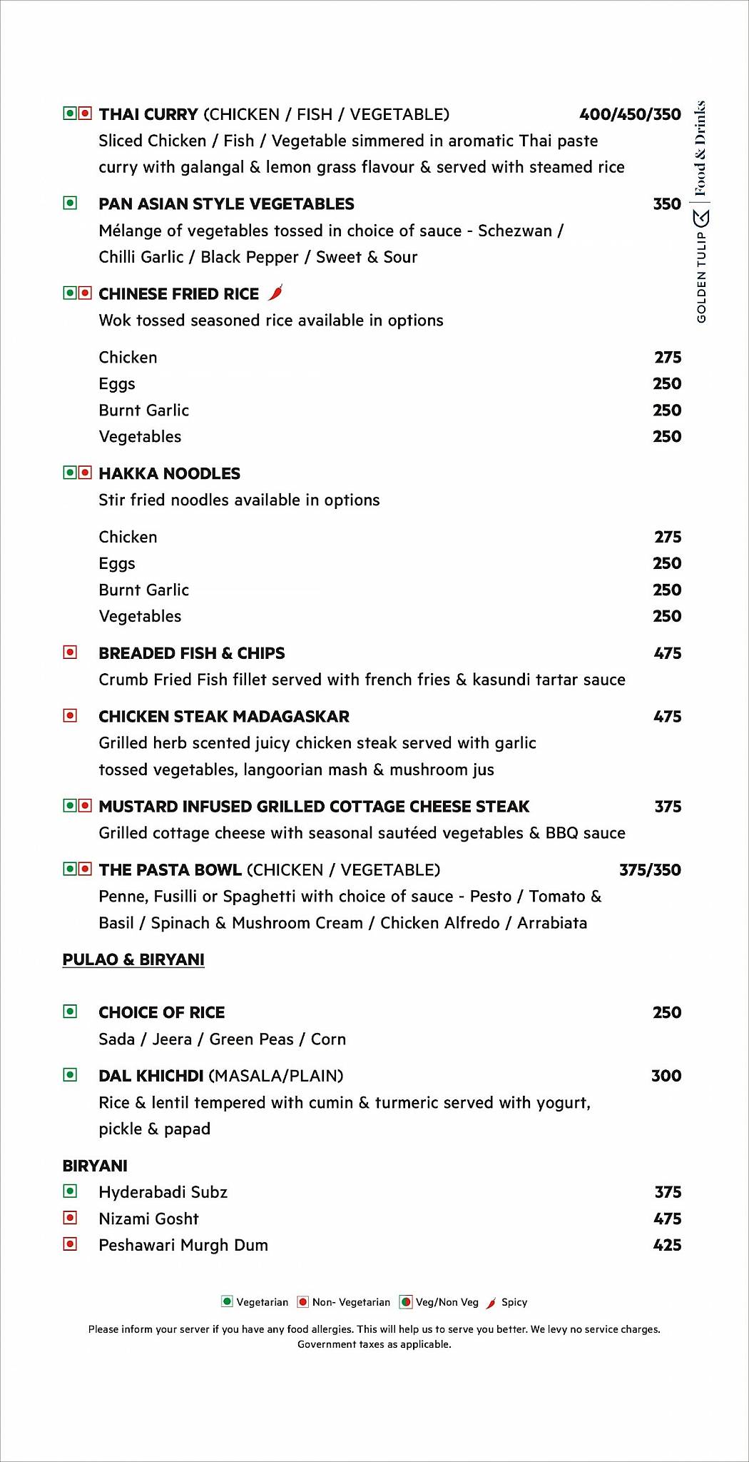 Menu at Patio Terrasse - Golden Tulip, Panchkula, Gurudwara