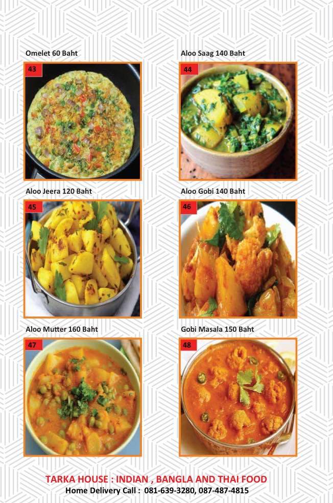 Menu at Tarka House Indian Restaurant, Pattaya City, 325 Pattaya 13/4 Alley