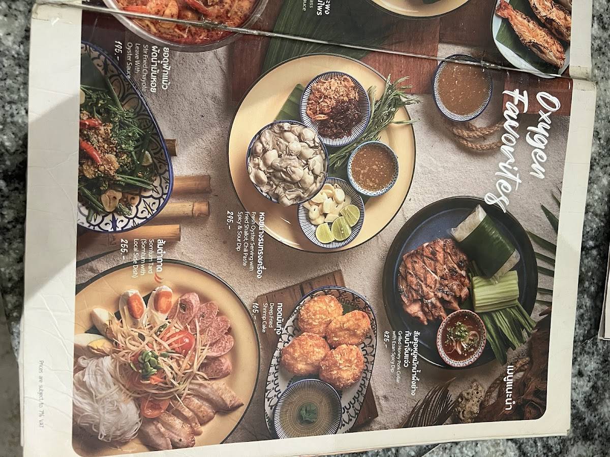 Menu at The Oxygen Beachfront Oasis restaurant, Pattaya City, 400/1098 ...