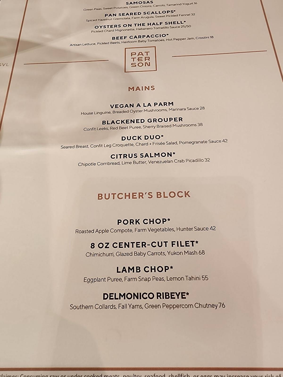 Menu at Patterson Kitchen + Bar, Greenville