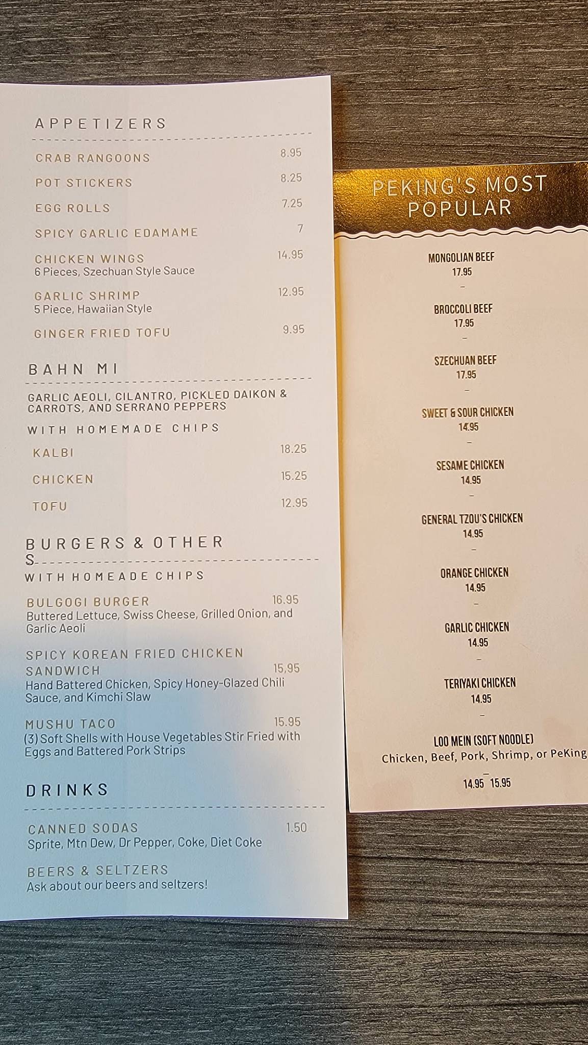 Menu at Peking Chinese Restaurant, Wasilla, 500 E Railroad Ave