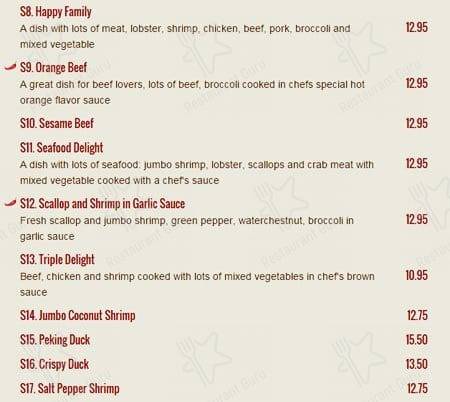 Menu at Peking Tokyo Asian Cuisine restaurant, Fort Mill, SC-160