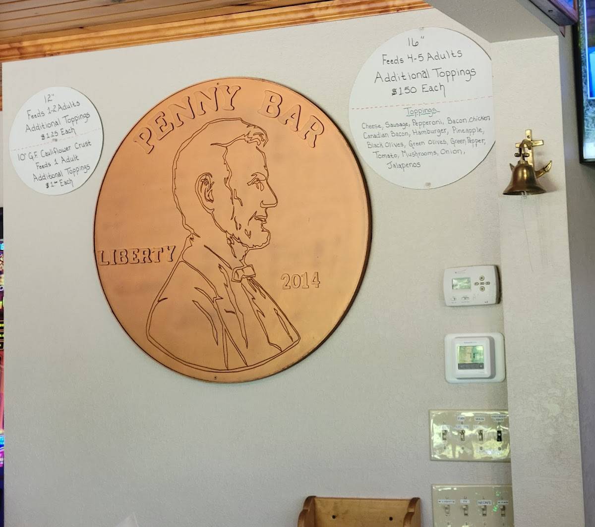 Menu at Penny Bar, Wind Lake