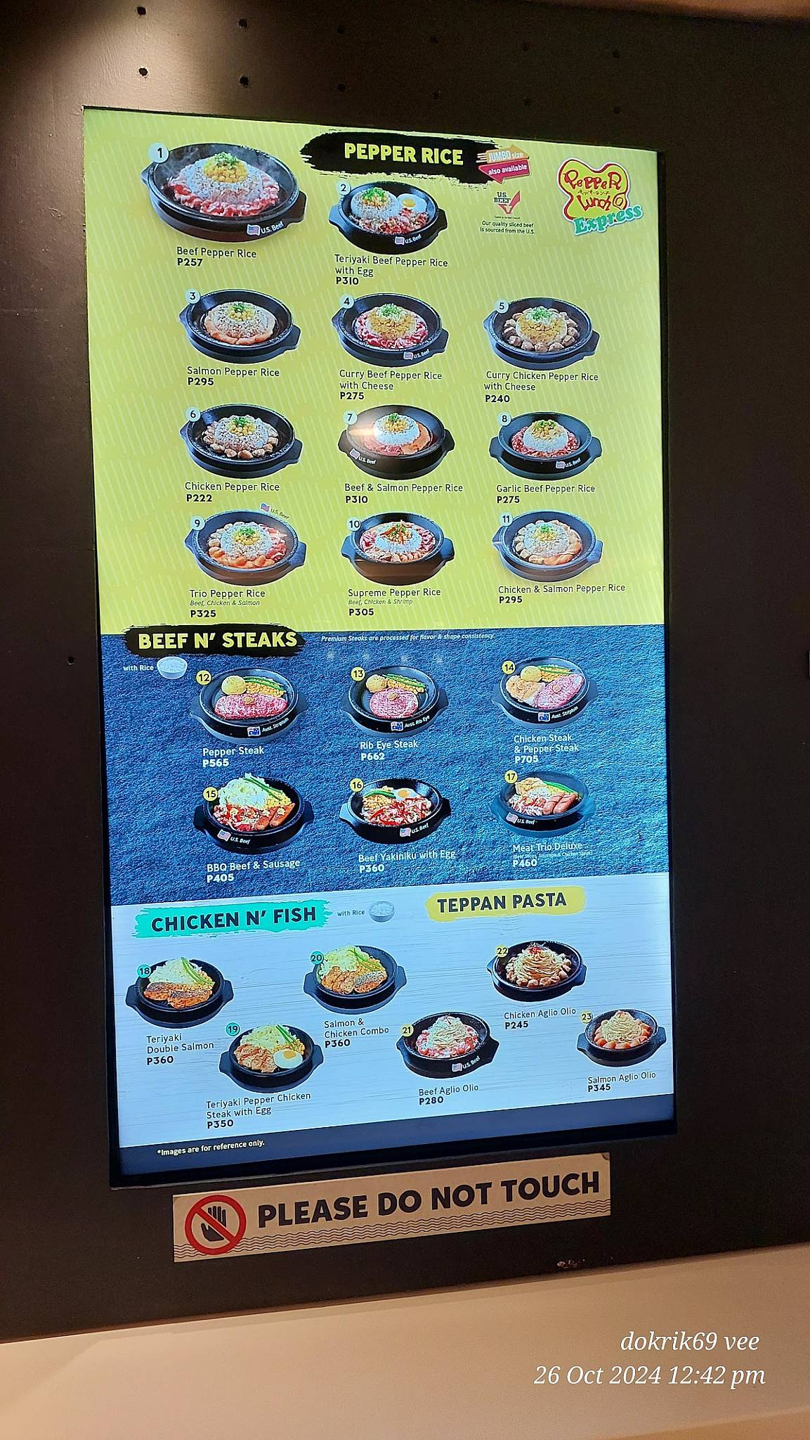 Menu at Pepper Lunch restaurant, Quezon City, 1115 Epifanio de los ...