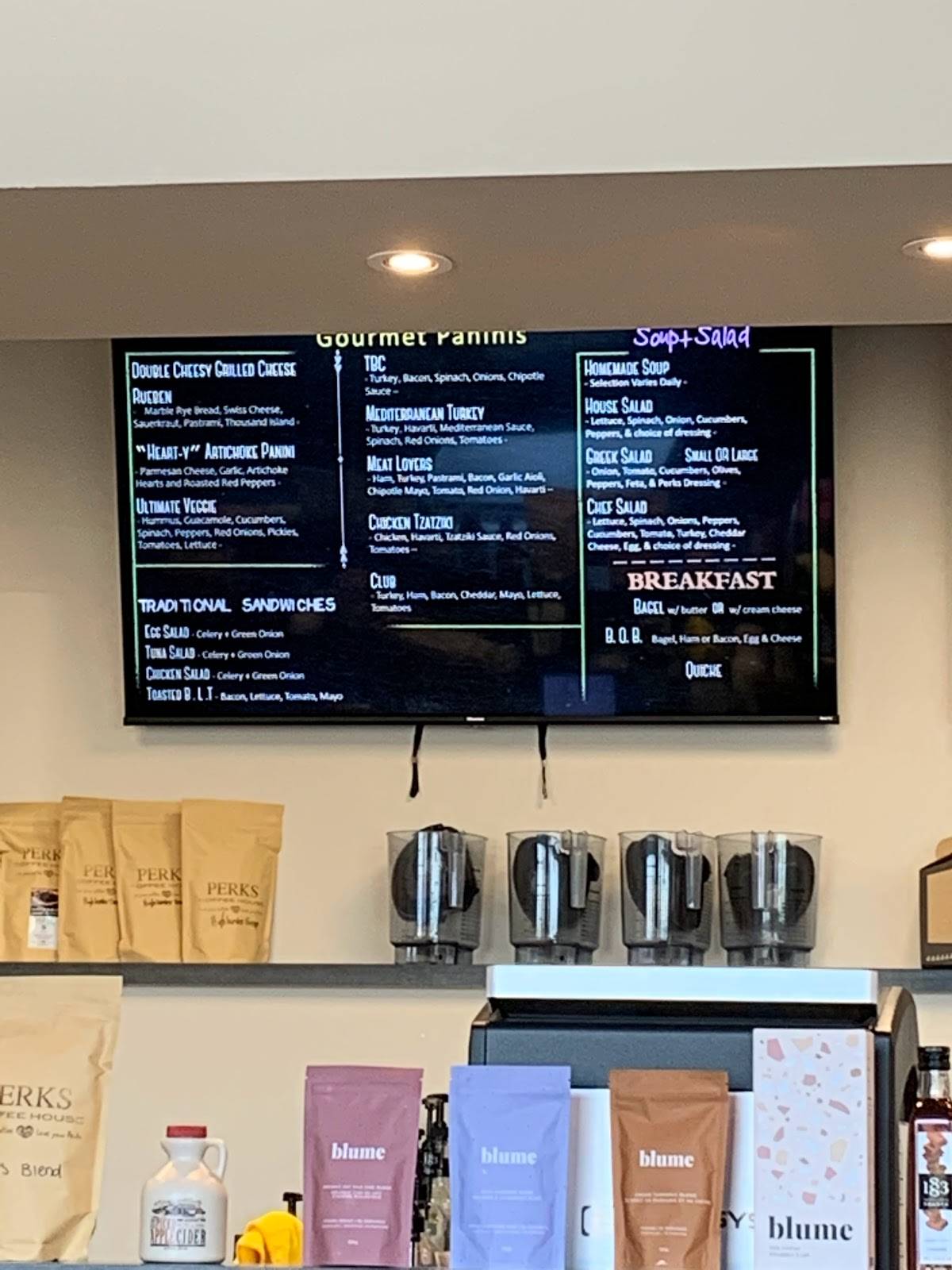 Menu at Perks Coffee House, St. Albert