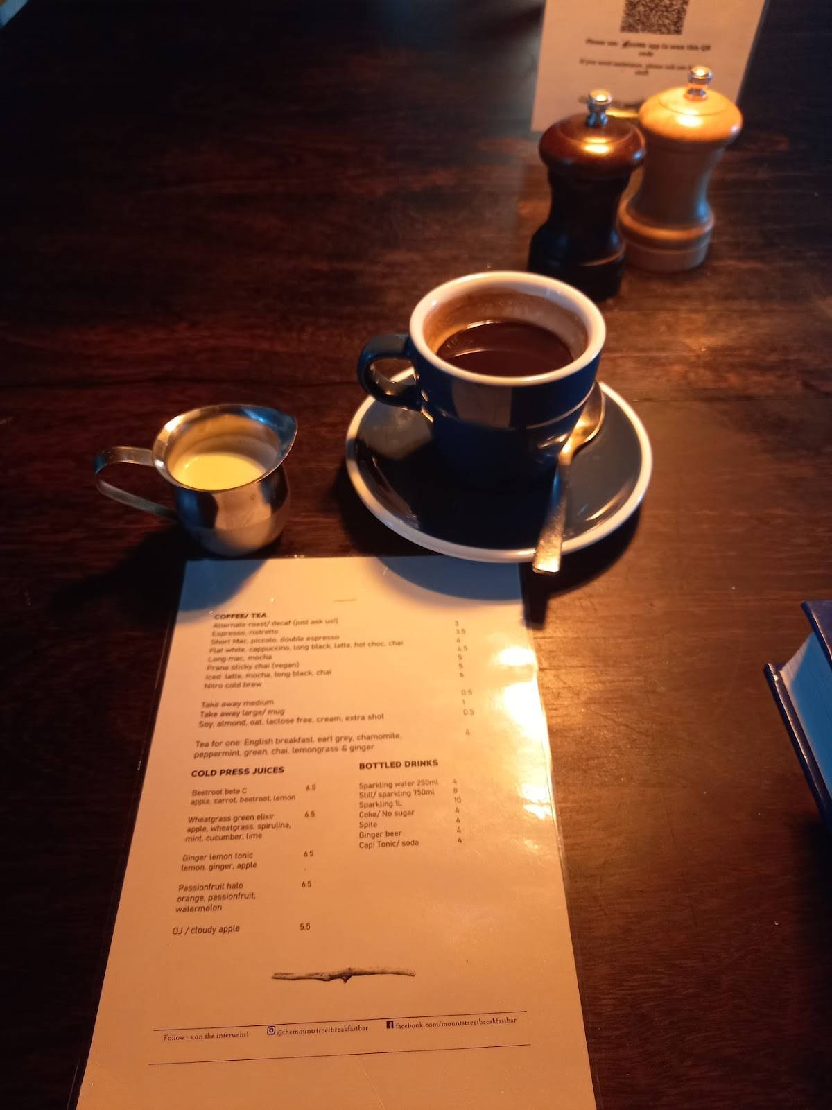 Menu at Mount Street Breakfast Bar, West Perth