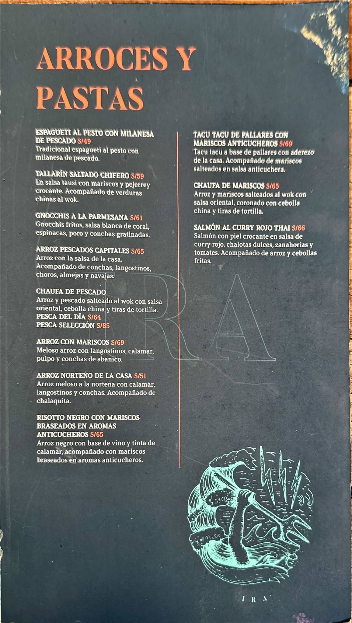 Menu at Pescados Capitales restaurant, Lima, Av. Mariscal La Mar 1337