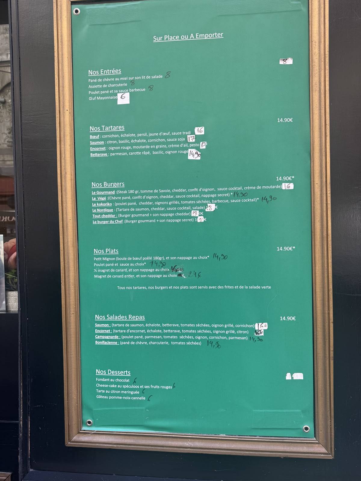 Menu at Petit Mignon restaurant, Bordeaux