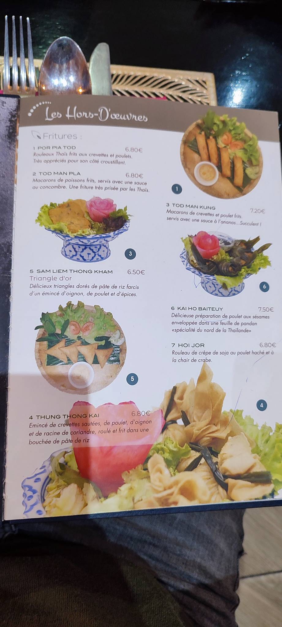 Menu au Phuket Thaï restaurant, Rambouillet