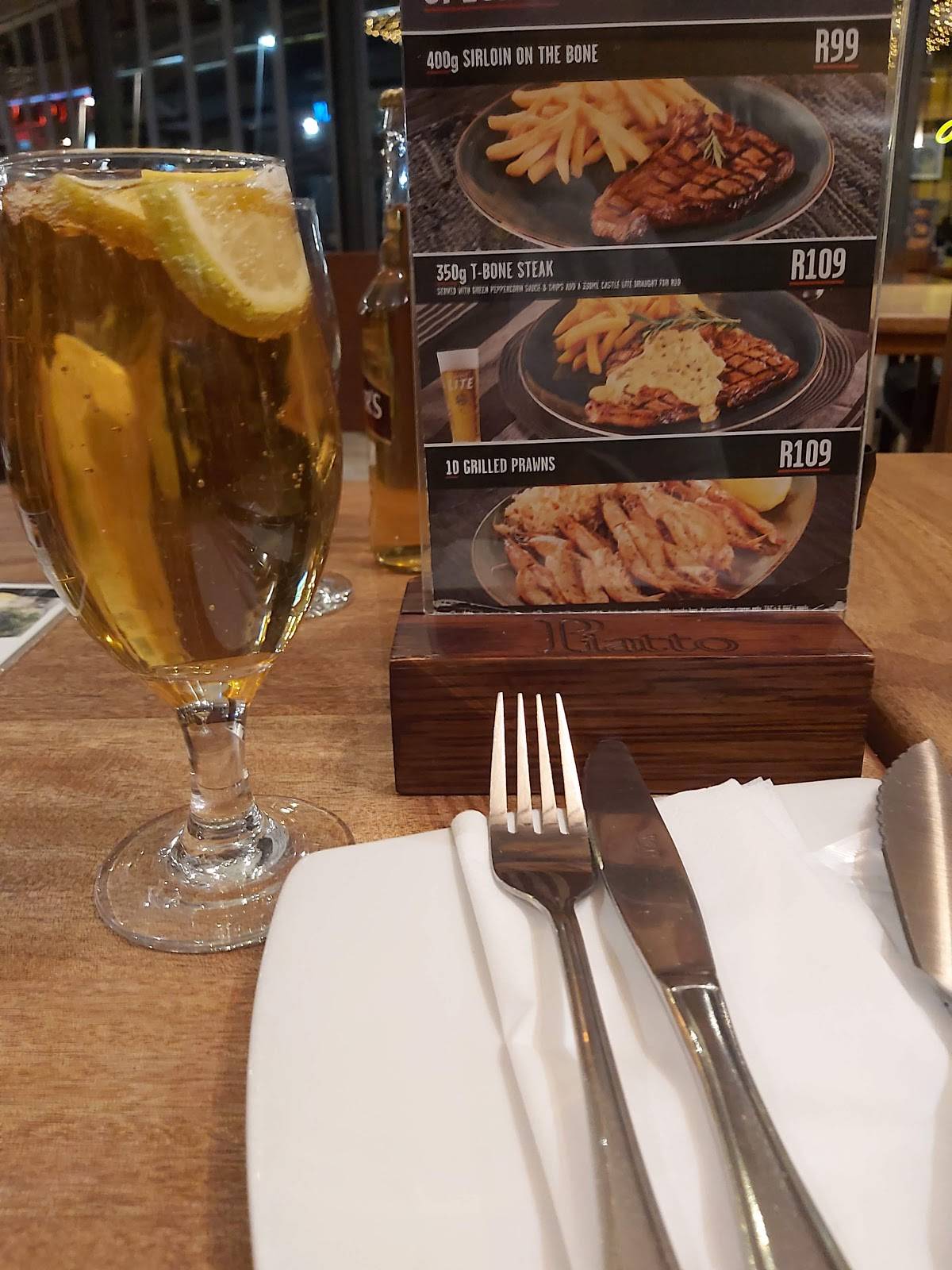 Menu at Piatto Eastgate restaurant, Johannesburg, Eastgate Shopping Centre