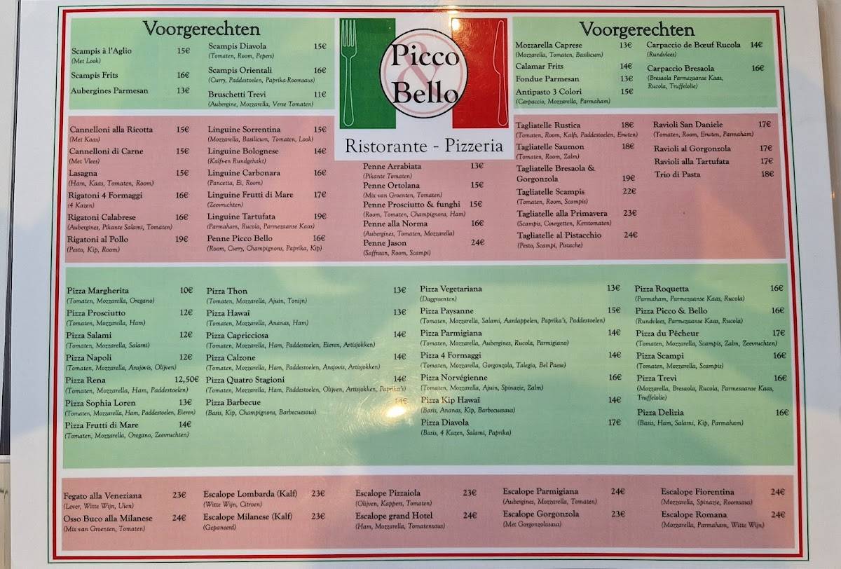 Menu au Picco & Bello, Leeuw-Saint-Pierre, Gemeenteplein 6