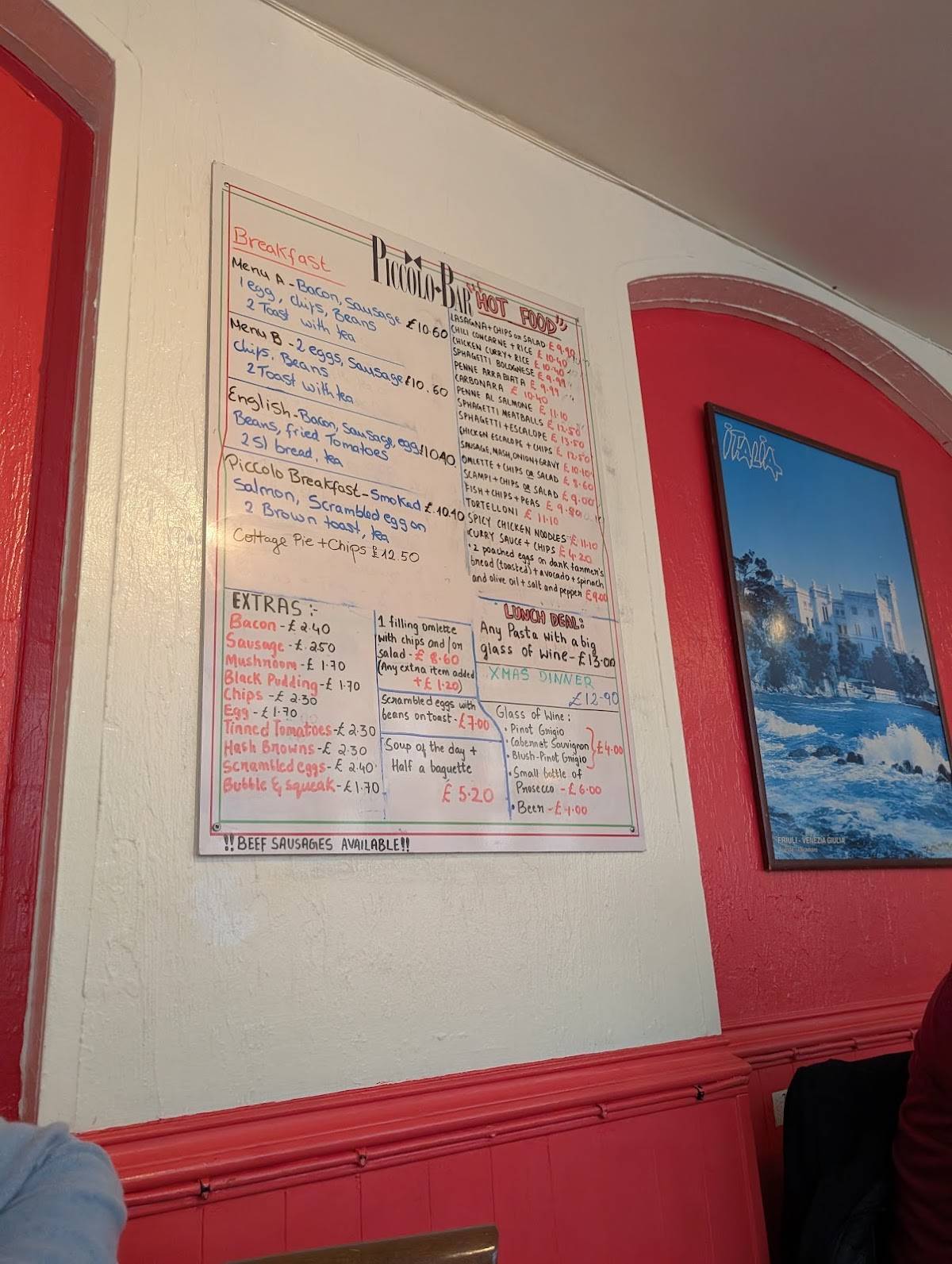 Menu at Piccolo Bar, London, 7 Gresham St
