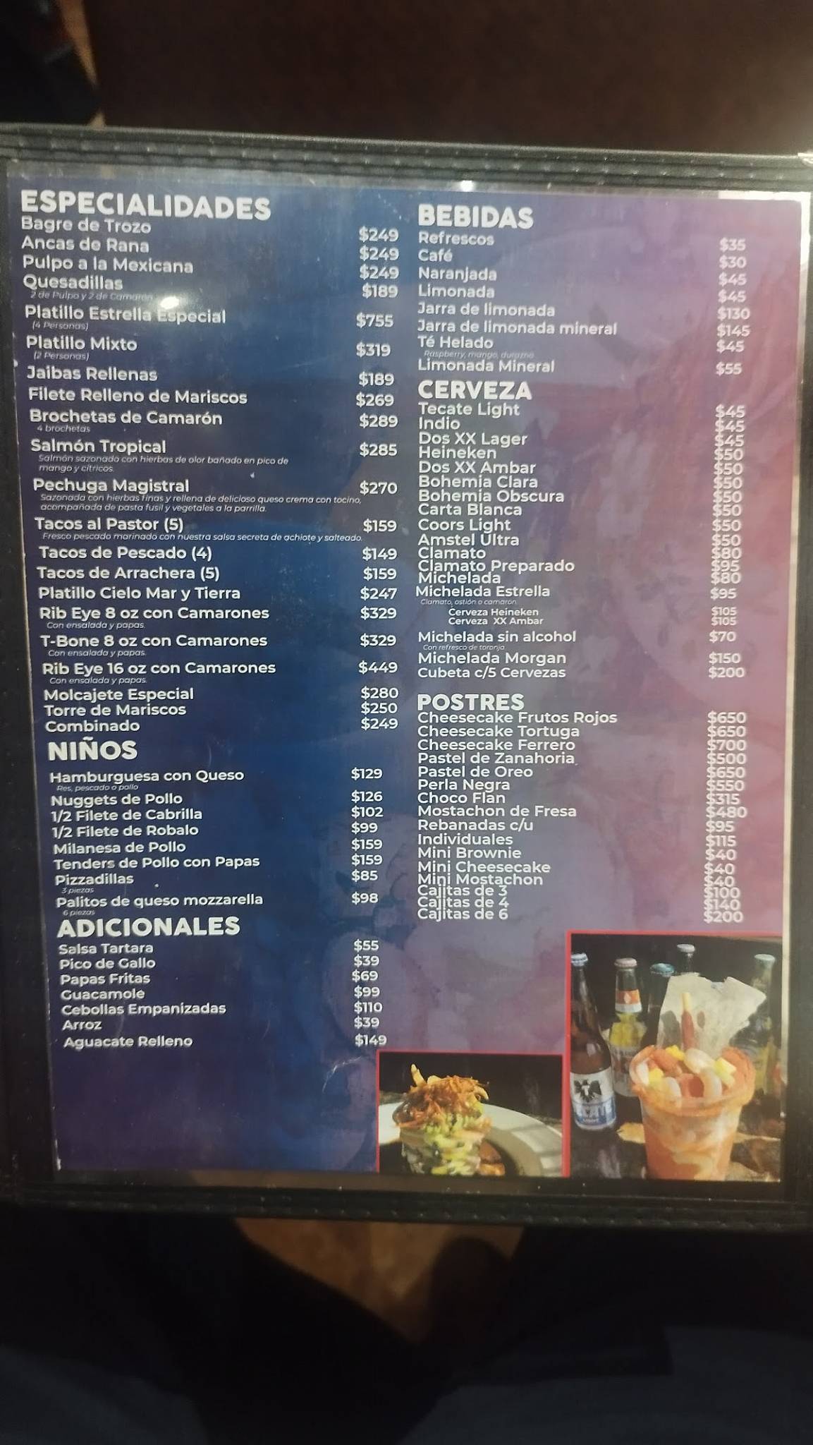 Carta de LA ESTRELLA RESTAURANTE, Piedras Negras, C. Román Cepeda 207 SUR