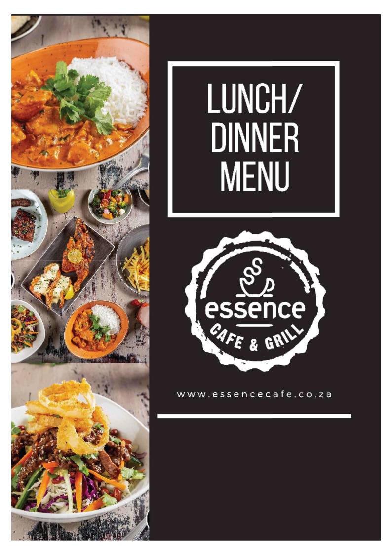 Menu at Essence. restaurant, Pietermaritzburg