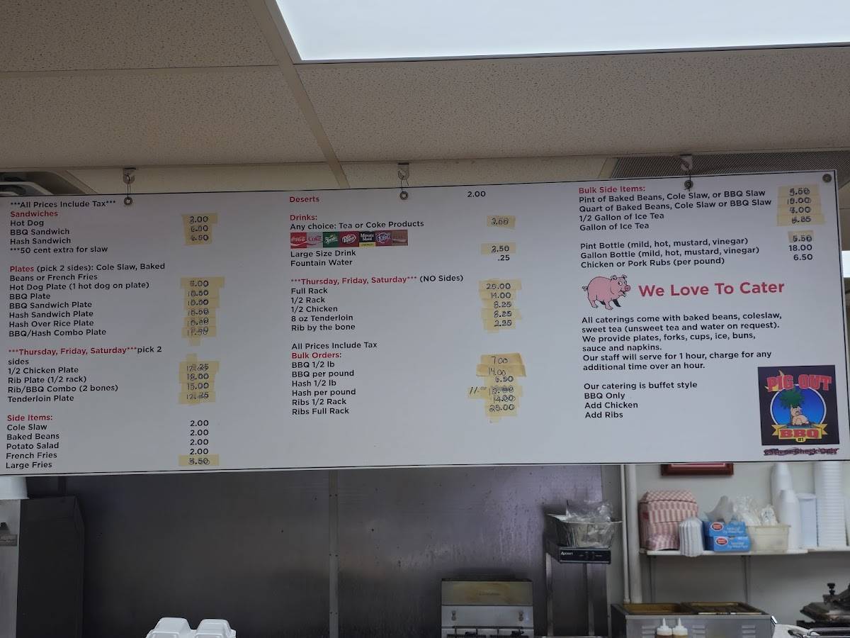 Menu at Pig Out BBQ, Wellford, New Cut Rd