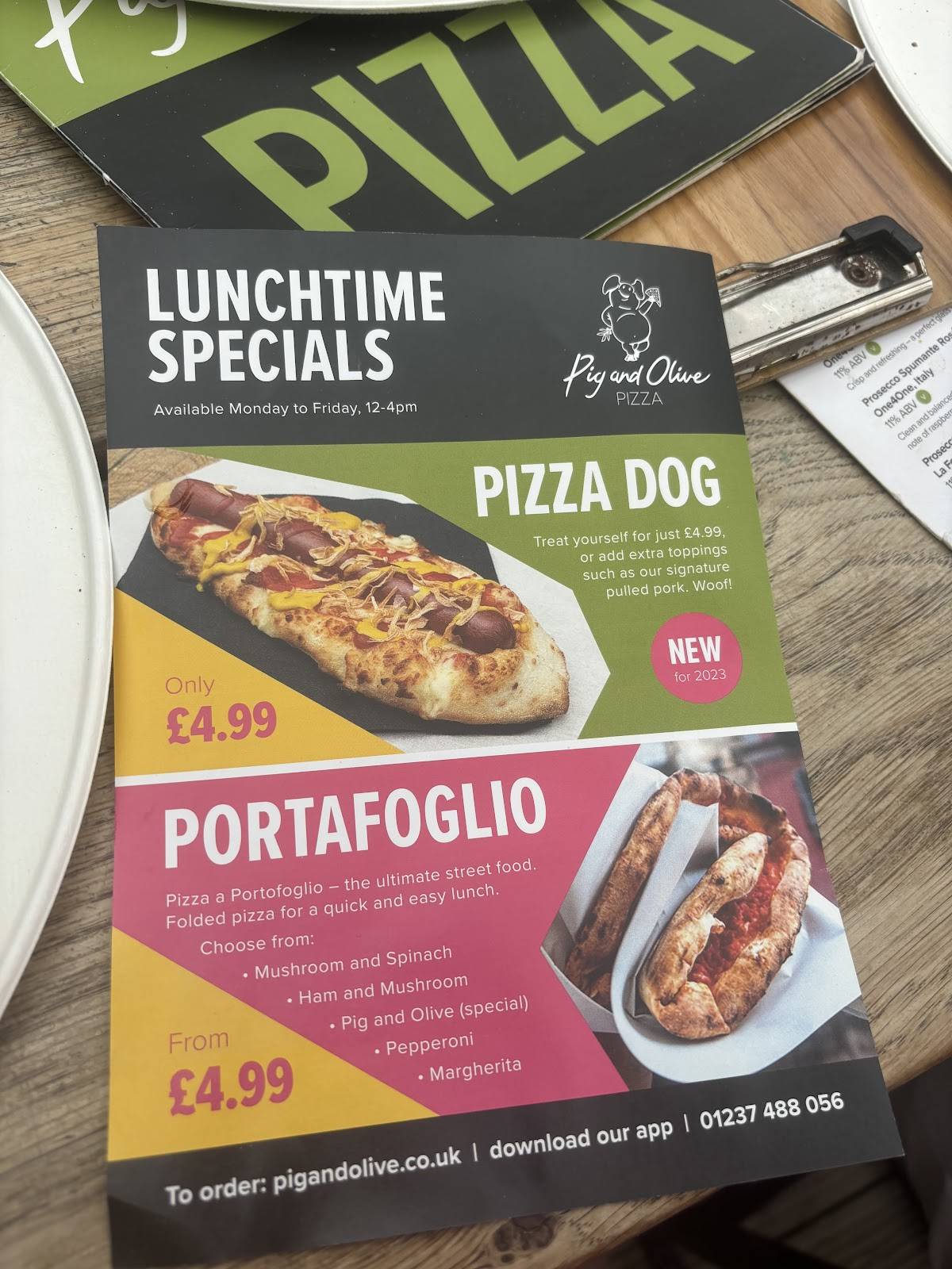 Menu at Pig and Olive Westward Ho! restaurant, Westward Ho!, 1 ...