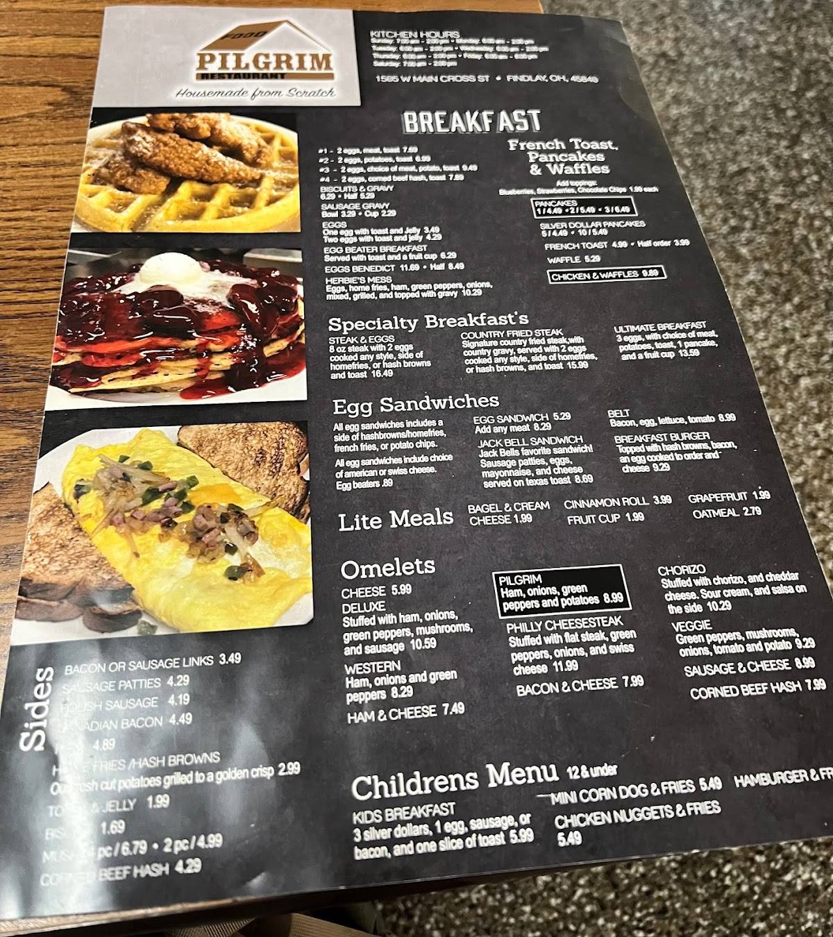 Menu at Pilgrim Family Restaurant, Findlay