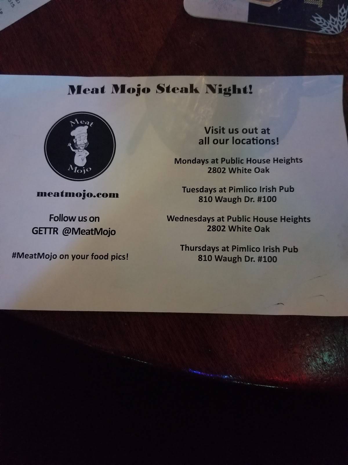 Menu at Pimlico pub & bar, Houston
