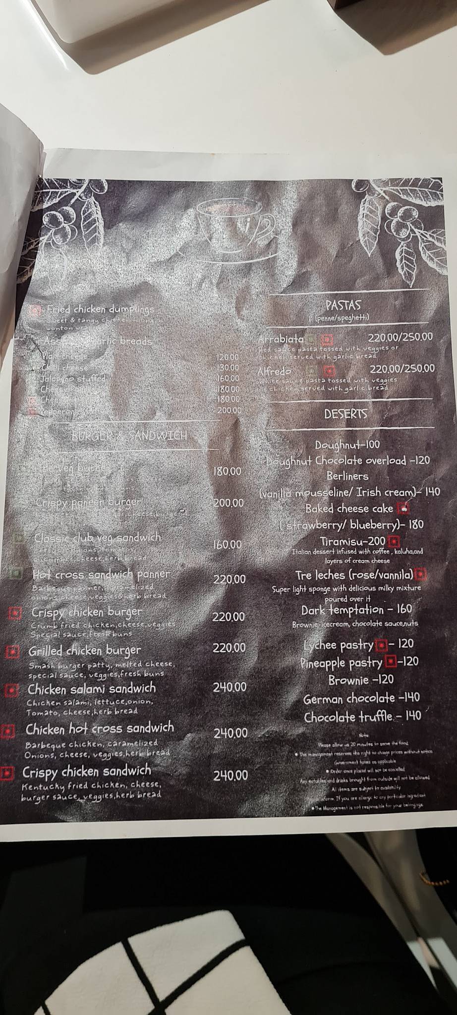 Menu at Pink Salt Cafe, Hubballi