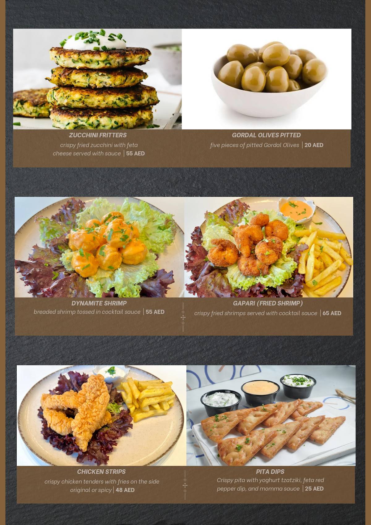 Menu at Pita Greek Cafe, Dubai