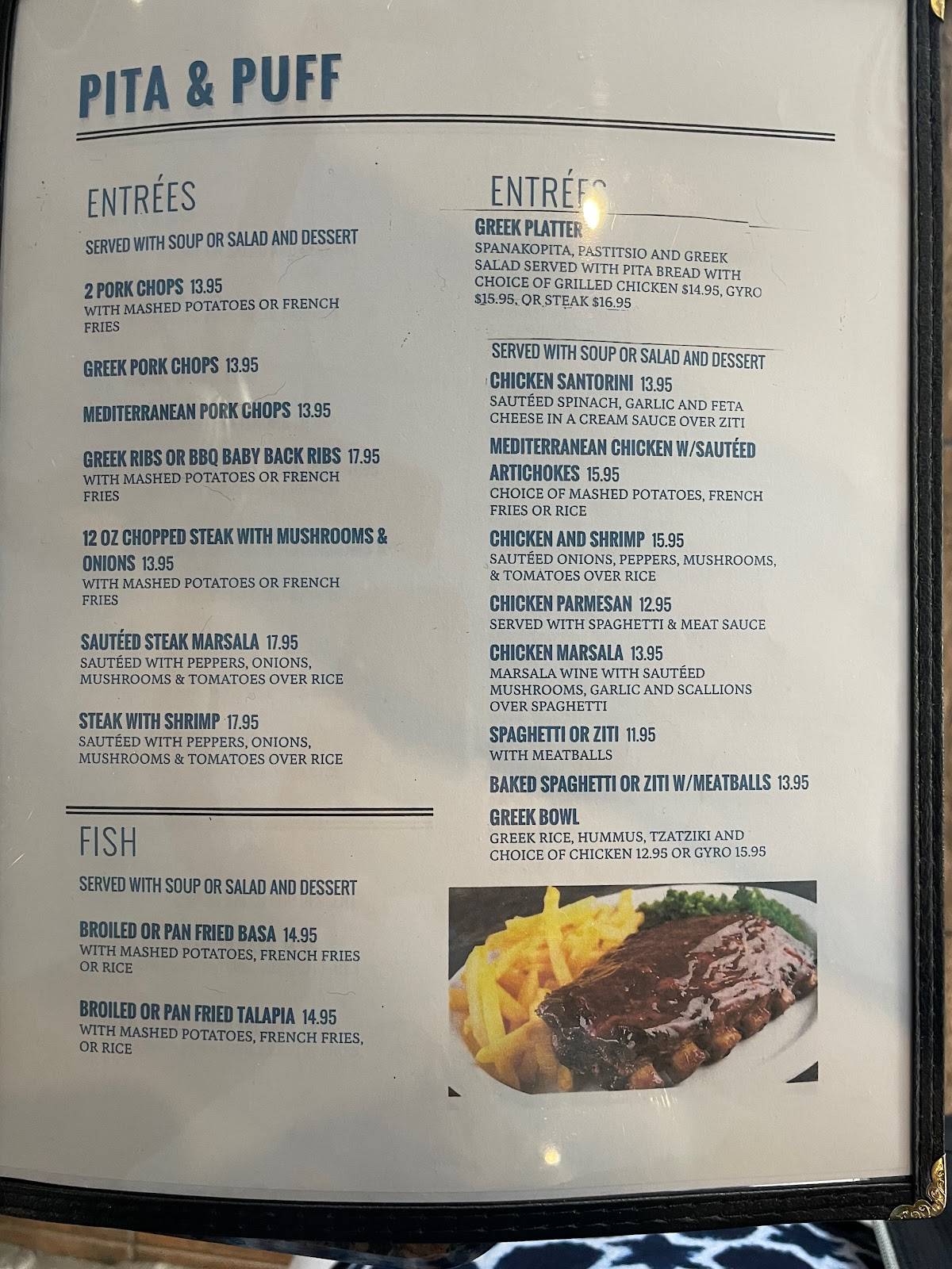 Menu at Pita & Puff restaurant, Port Charlotte