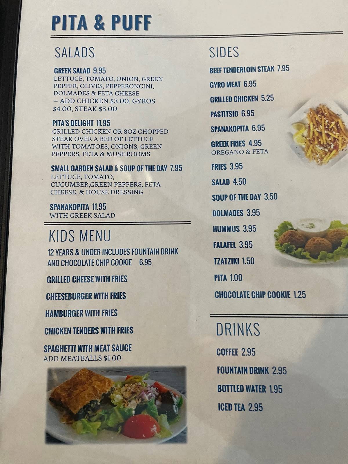 Menu at Pita & Puff restaurant, Port Charlotte