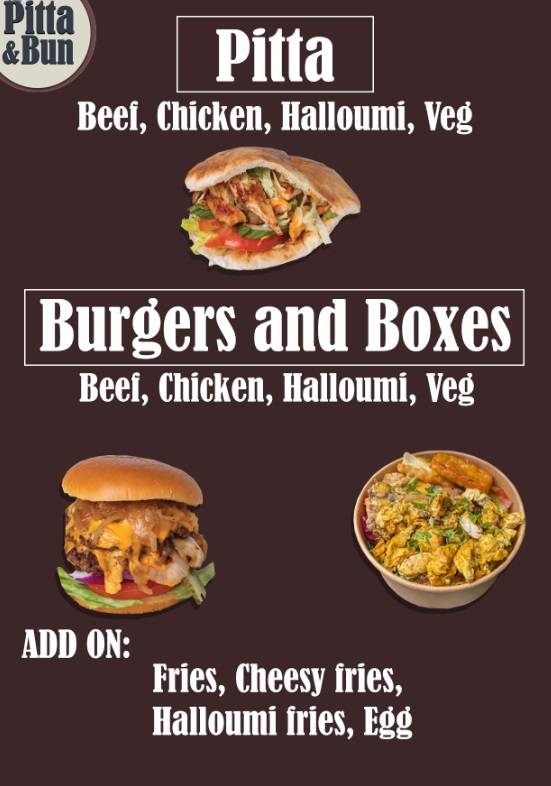 Menu at Pitta and Bun restaurant, London