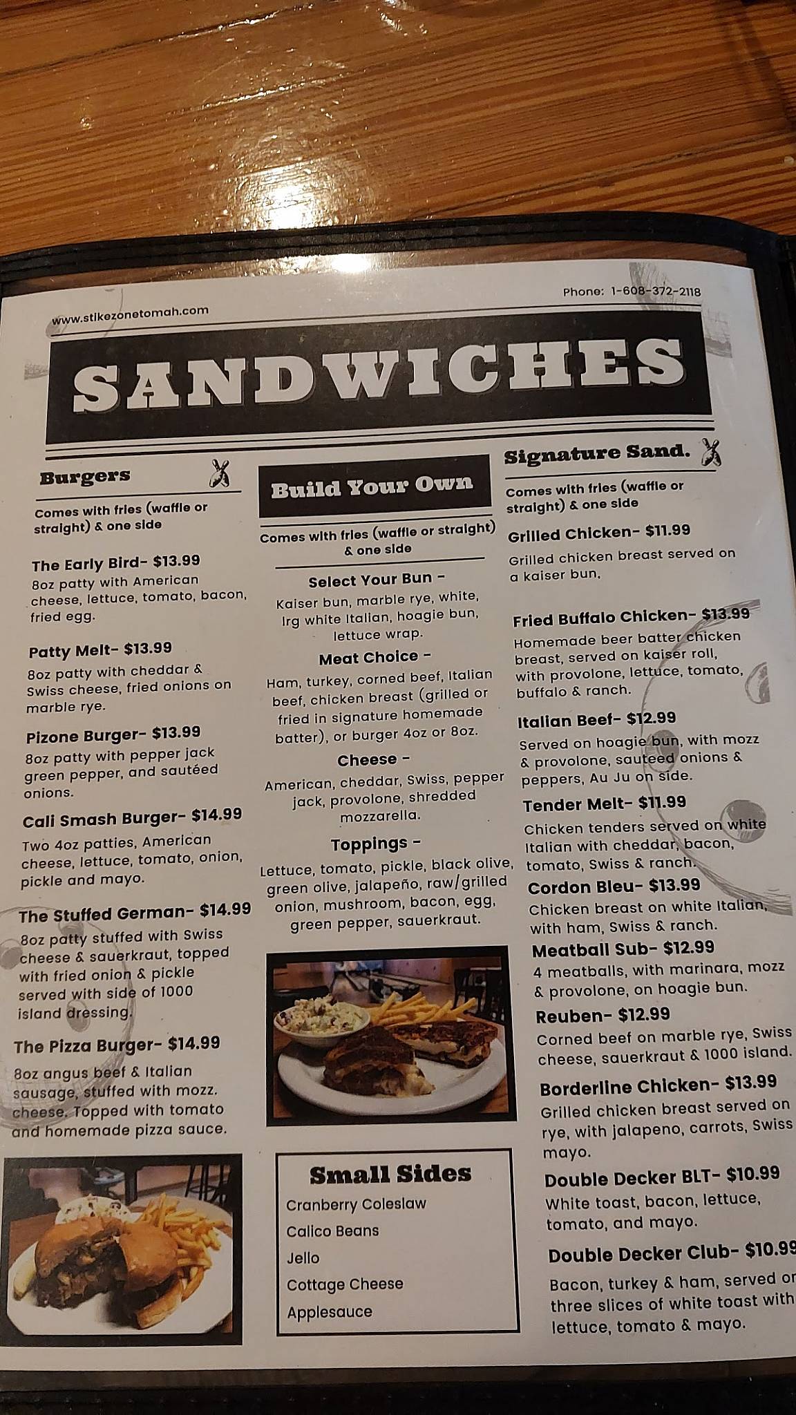 Menu at Pizones pizzeria, Tomah