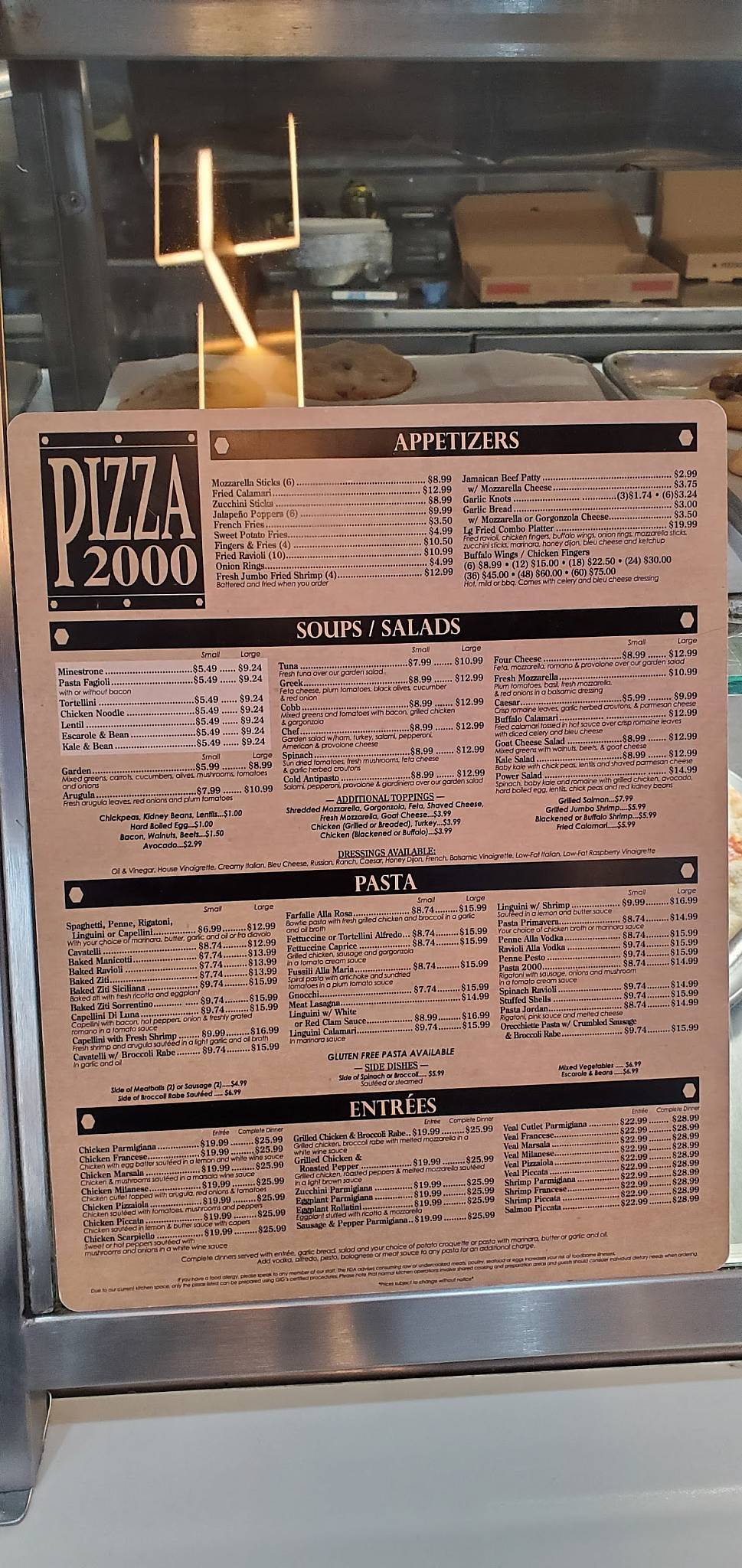 Menu at Pizza 2000 pizzeria, Harrison