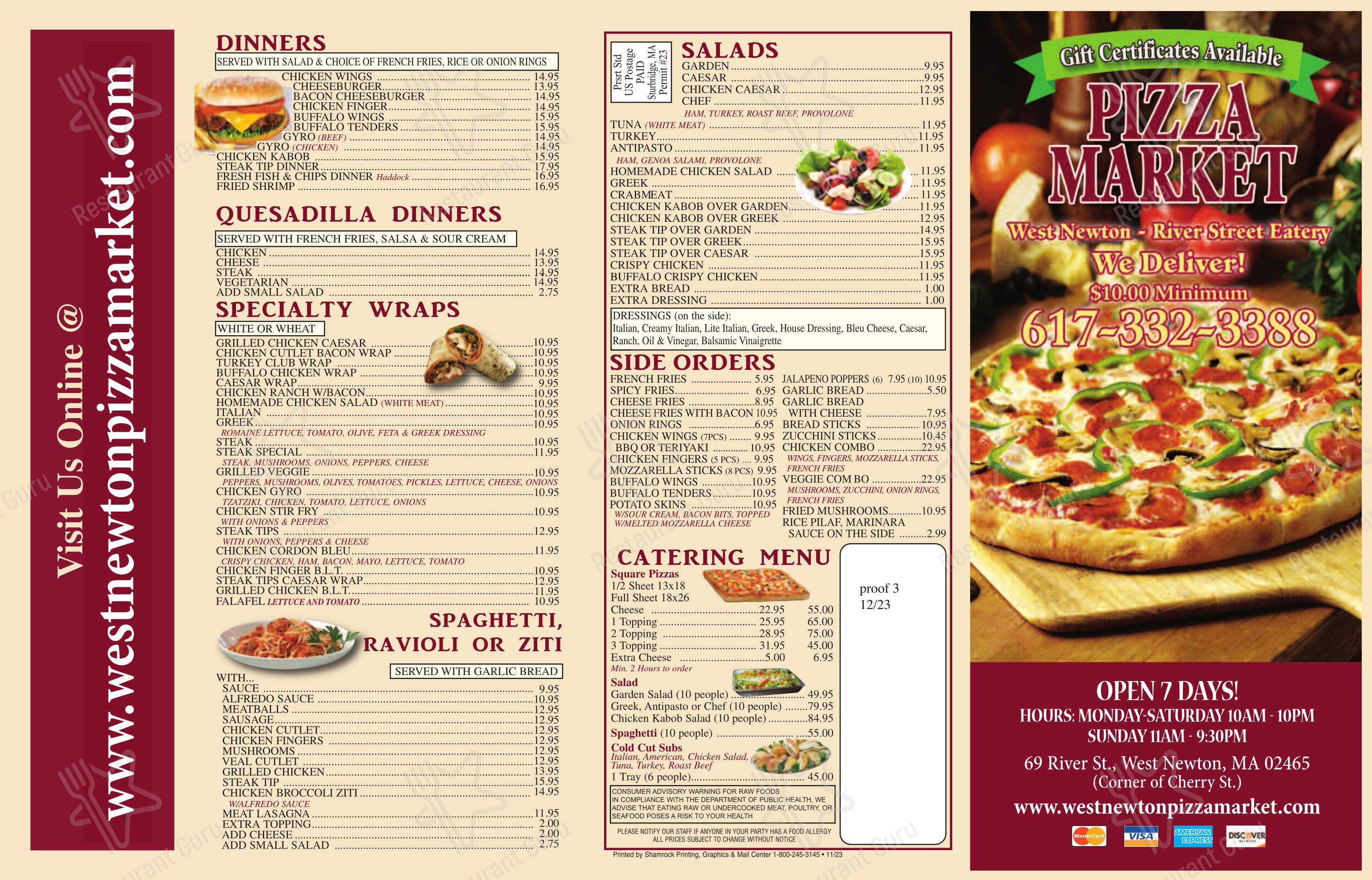 Menu at Pizza Market West Newton pizzeria, Newton, 69 River St