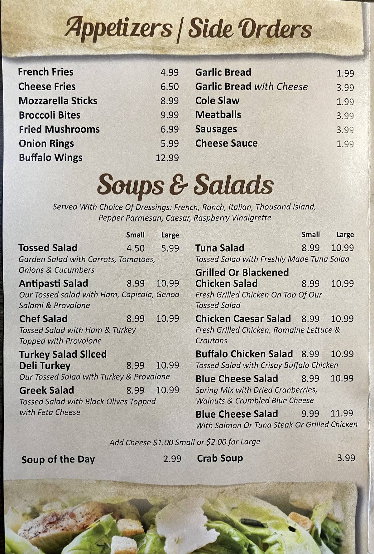 Menu at Pizza Palace pizzeria, Georgetown
