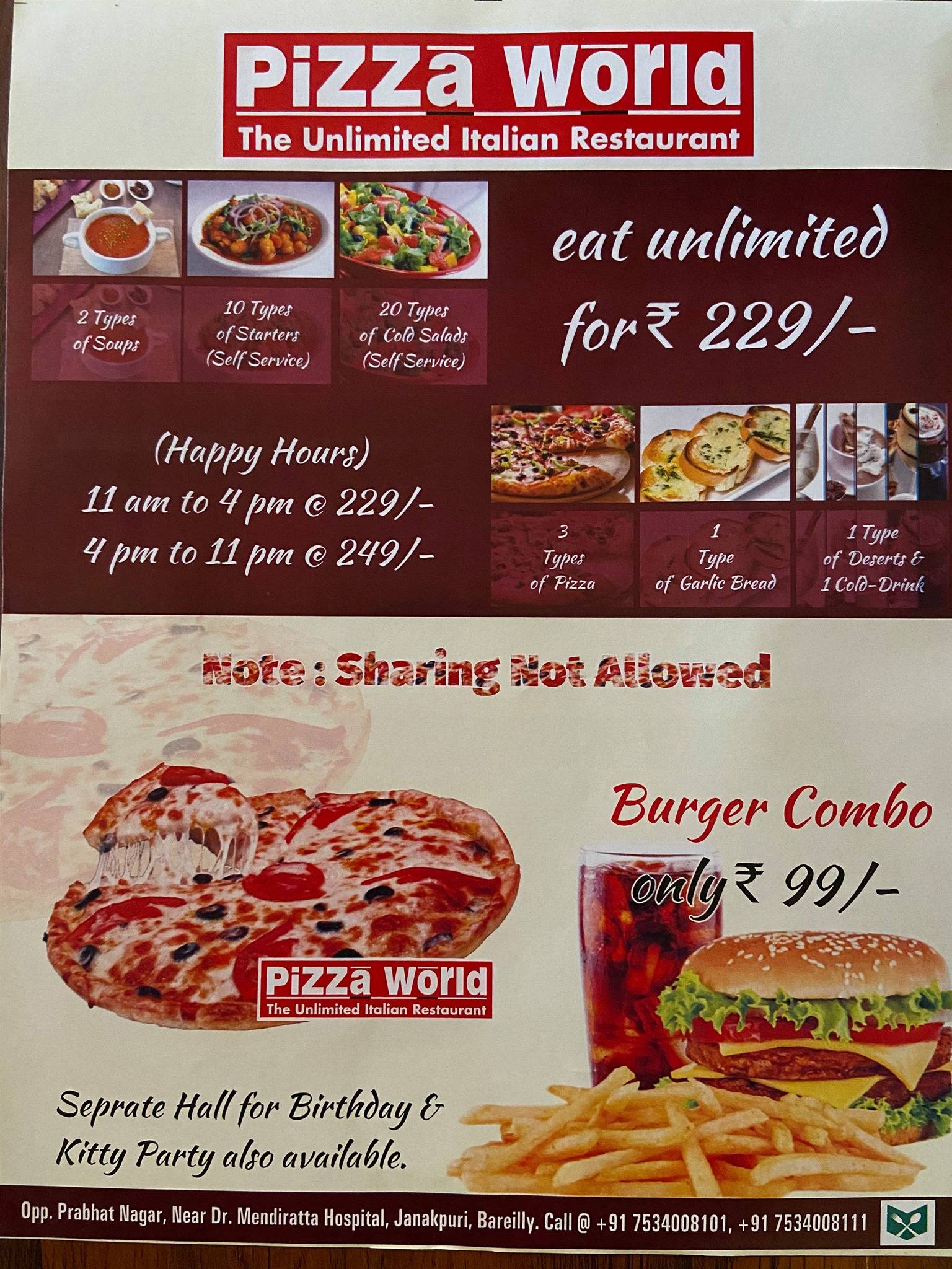 Menu at Pizza World, Bareilly