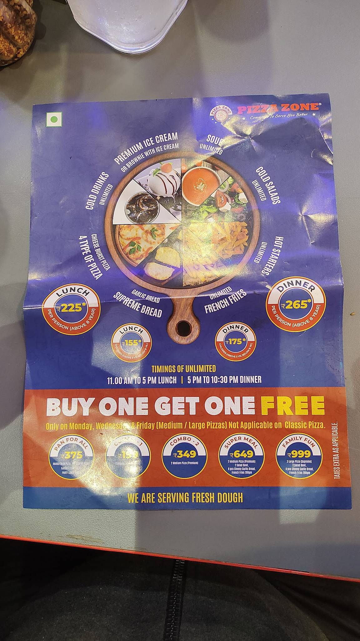 Menu at Pizza Zone, Gandhidham
