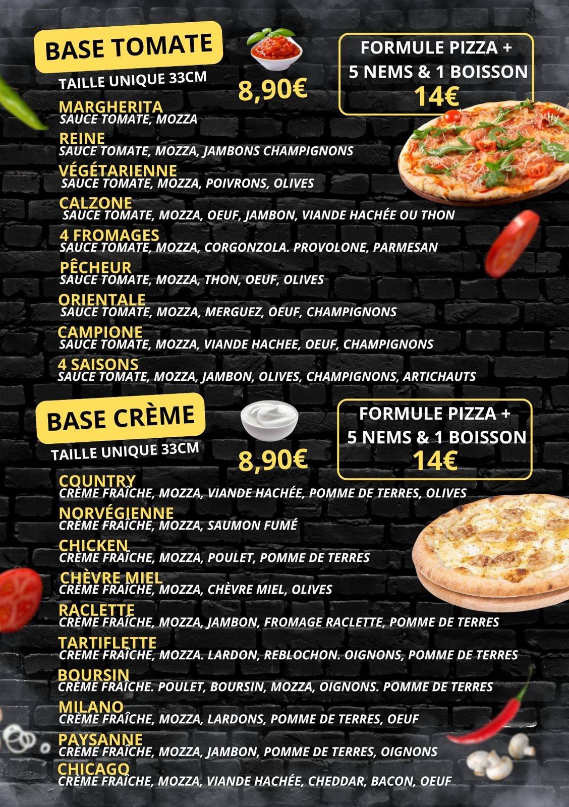 Menu au Pizza à emporter et en livraison au Kontainers restaurant ...