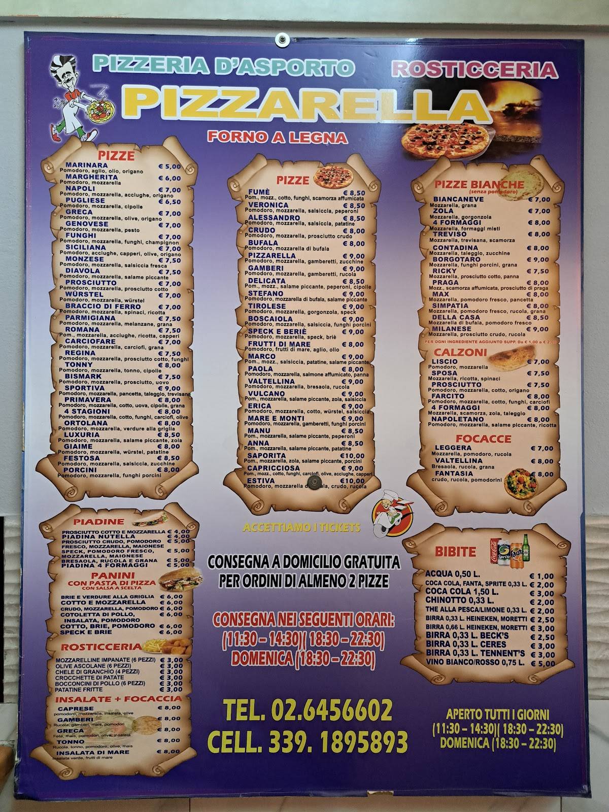 Menu au Pizzarella Forno A Legna, Milan