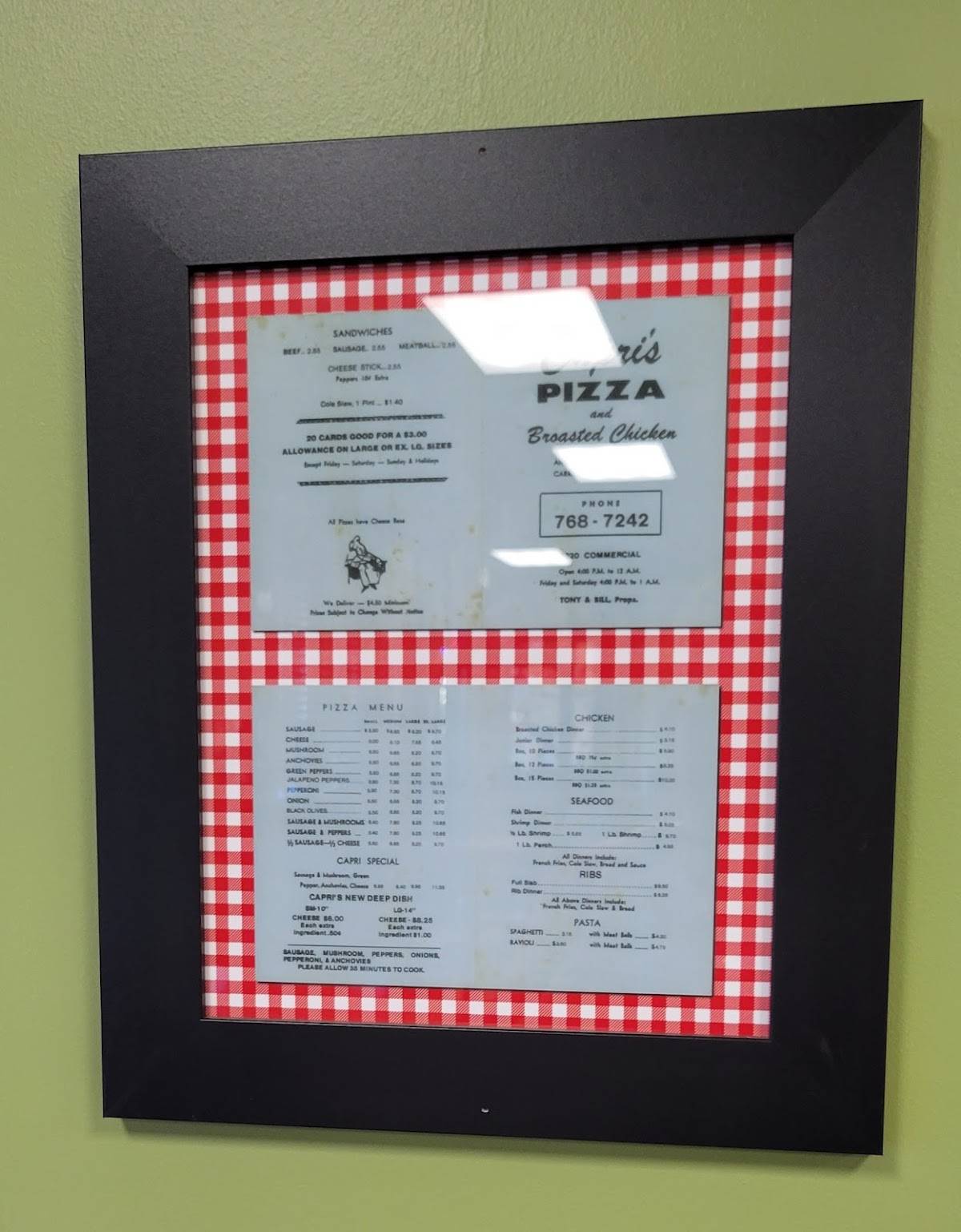 Menu at Capri's Pizza Of Whiting pizzeria, Whiting